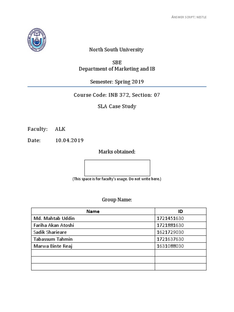 Inb 372 Sla Case Study 1 2 | PDF | Nestlé | Market (Economics)
