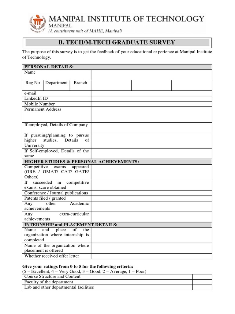 Graduate Survey Form 2020 (Revised) | PDF | Engineering | Sustainability