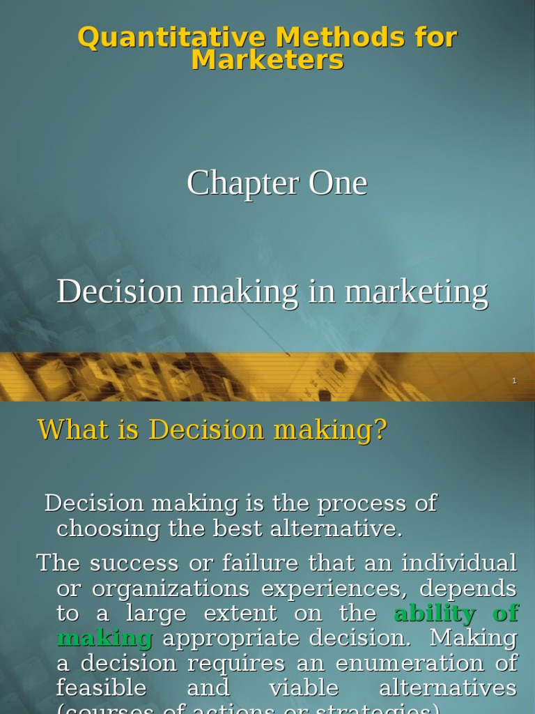 Quantitative Decision Making for Marketers | PDF | Decision Making ...