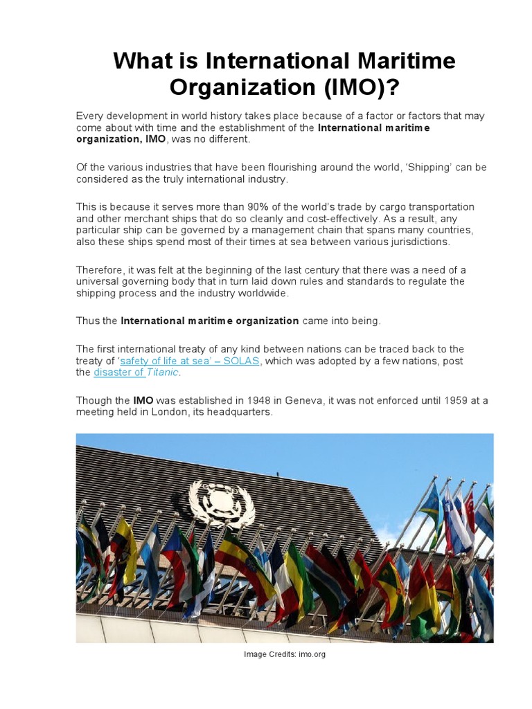 An Overview of the International Maritime Organization: Its Purpose ...