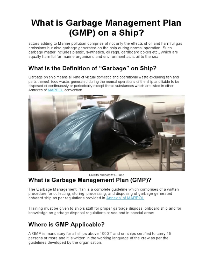 What Is Garbage Management Plan (GMP) On A Ship | PDF | Waste ...
