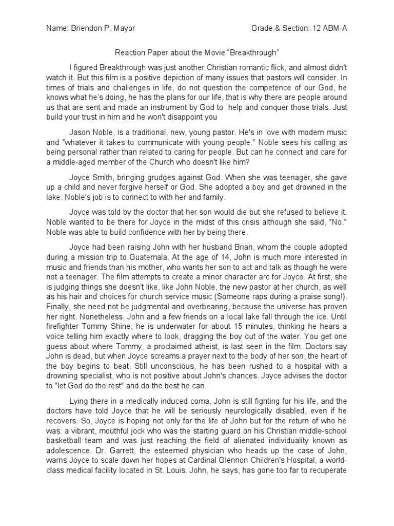 Faith and Hope in "Breakthrough" | PDF | Religion & Spirituality