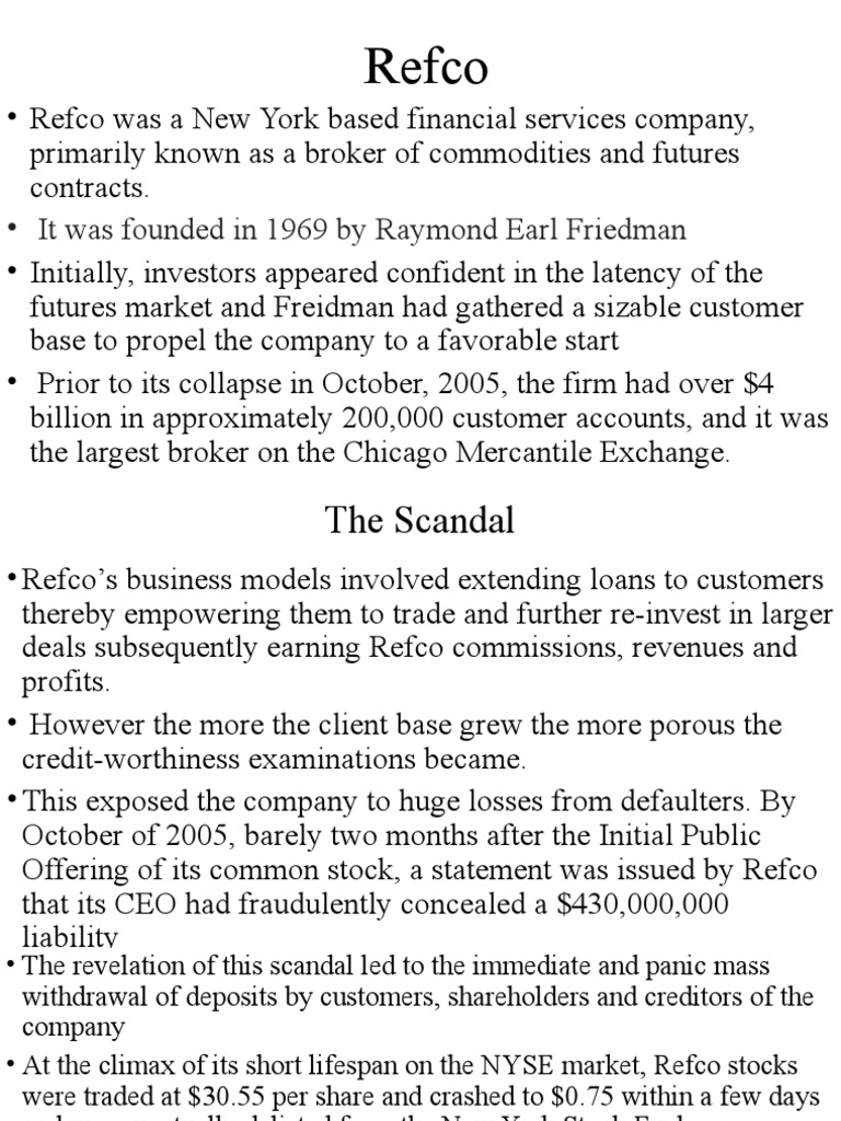 Refco Scandal Case Study | PDF
