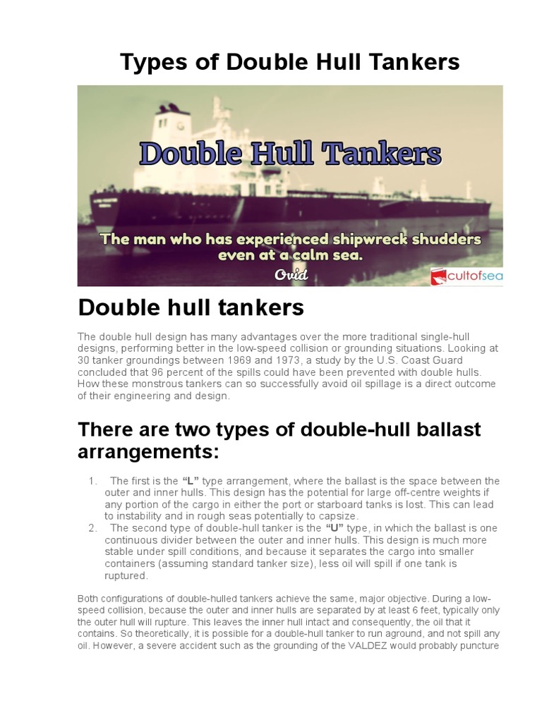 Types of Double Hull Tankers | PDF | Oil Tanker | Oil Spill