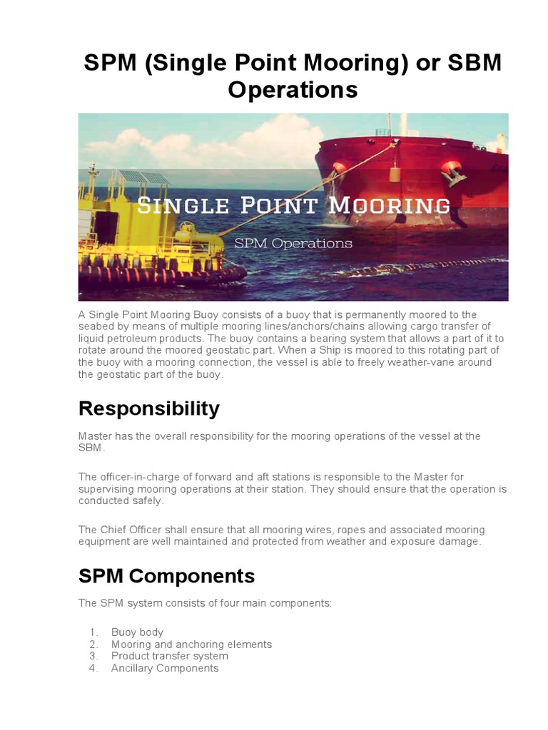 SPM (Single Point Mooring) or SBM Operations | PDF | Watercraft ...