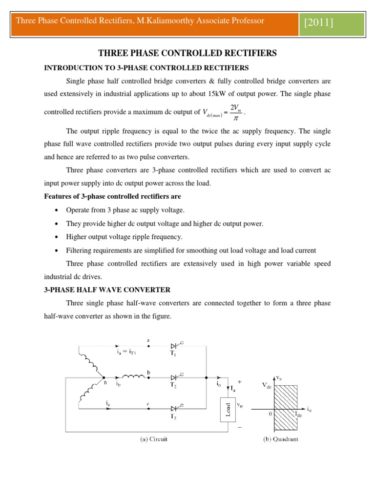 Three Phase Controlled Rectifiers PDF | PDF | Rectifier | Direct Current