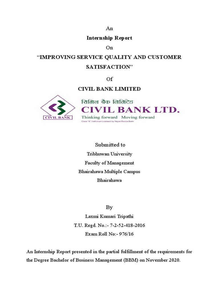 Internship Report For Bank Laxmi | Download Free PDF | Customer ...