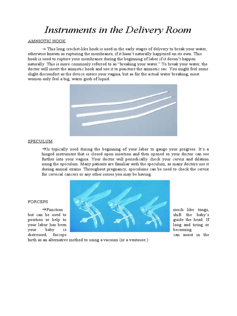 Instruments in The Delivery Room | PDF | Surgical Suture | Childbirth