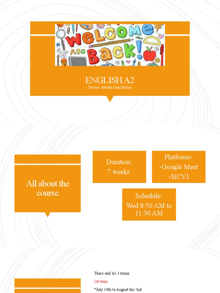 A2 English Course Overview and Schedule | PDF