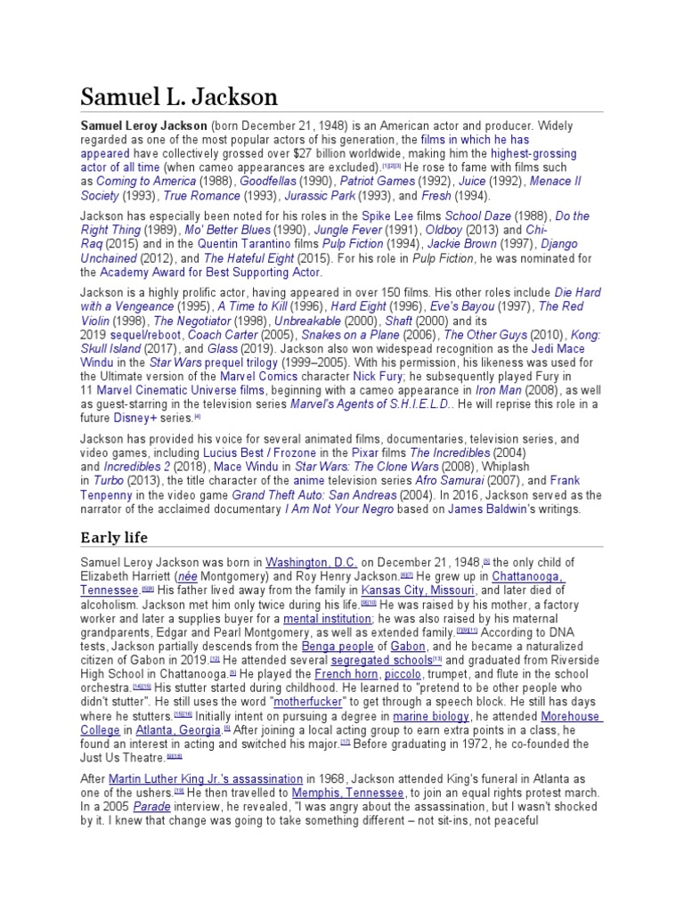 Samuel L Jackson Facts | PDF
