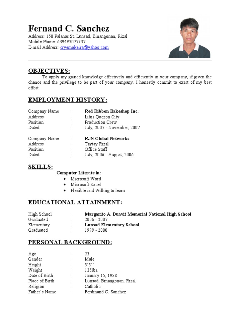 Fernand Sanchez Resume | PDF