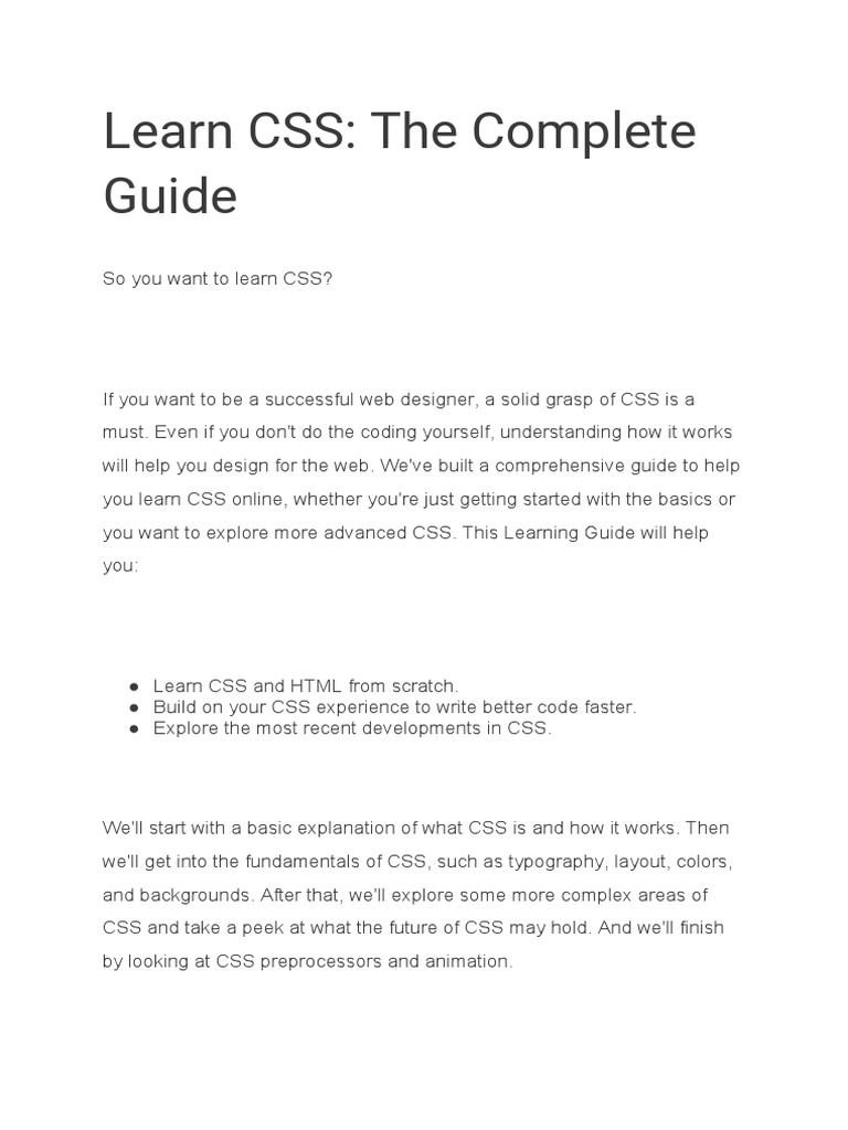 Learn CSS - The Complete Guide | PDF | Html | Web Design