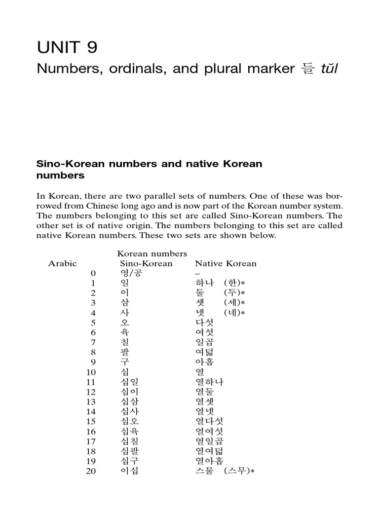 Korean Numbers and Counting System | PDF | Grammatical Number | Korean ...