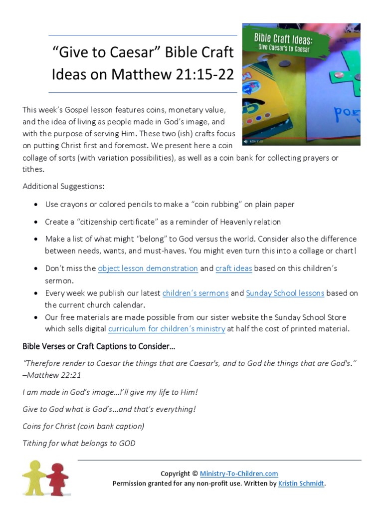 Bible Craft Ideas Giving To Caesar PDF | PDF | Gospel Of Matthew ...