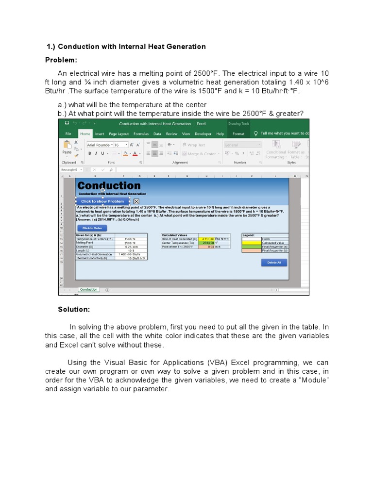 1.) Conduction With Internal Heat Generation | PDF | Microsoft Excel ...