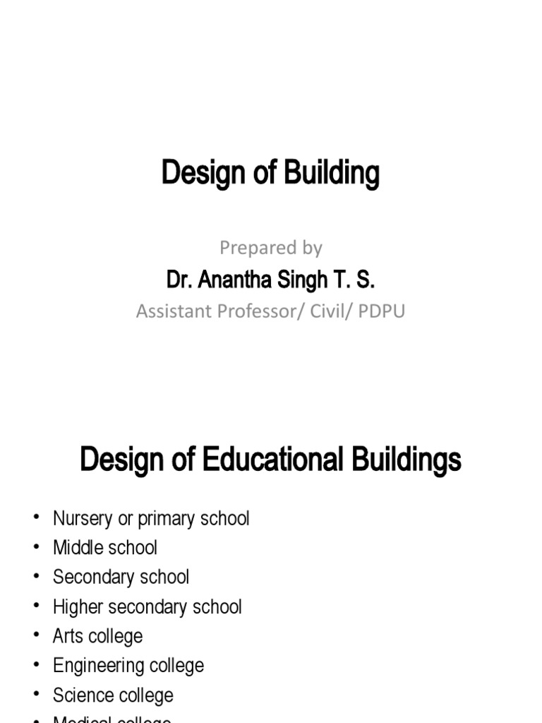Lecture 5 Design of Buildings - Educational | PDF | Schools | Classroom