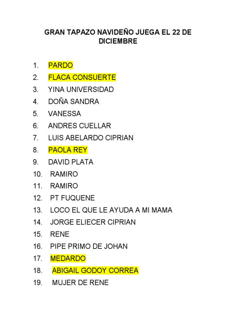 Gran Tapazo Navideño Juega El 20de Diciembre | PDF