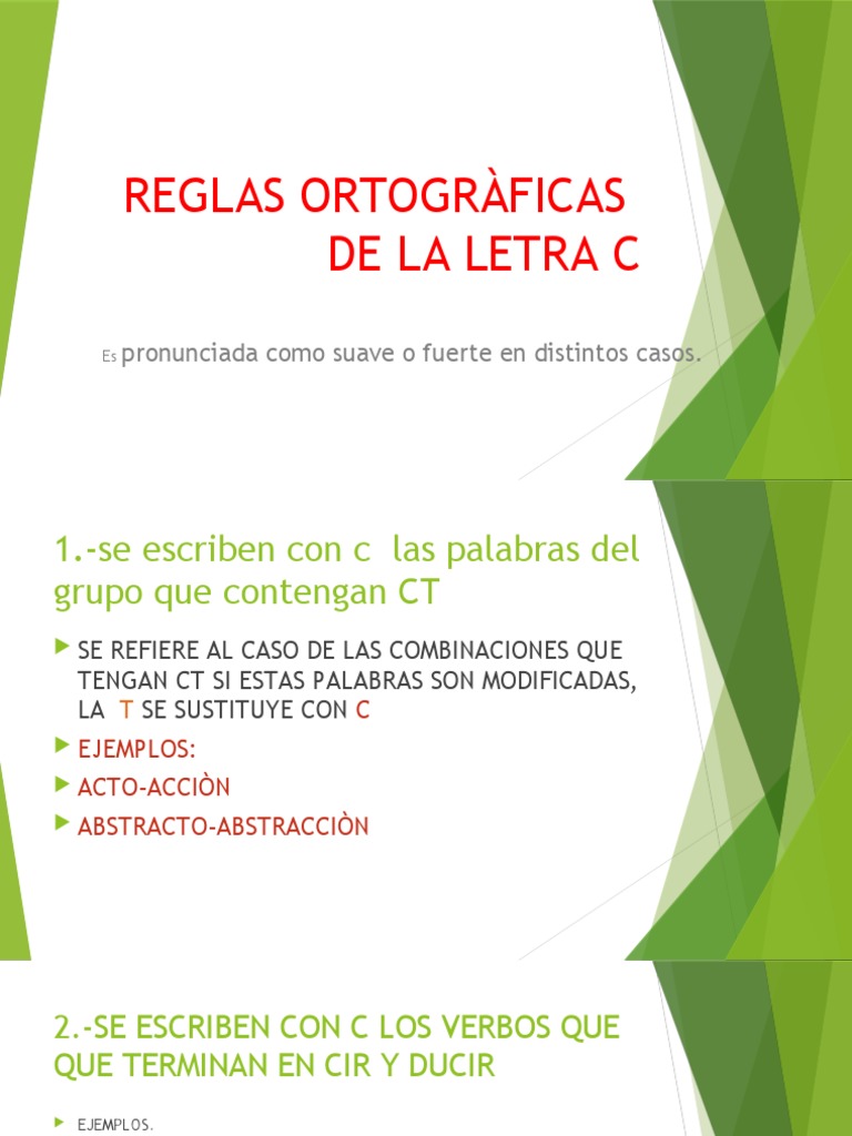 Reglas Ortogràficas de La Letra C | PDF | Gramática | Tipología Lingüística