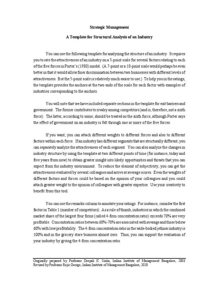 Industry Analysis Template | PDF | Strategic Management | Economies