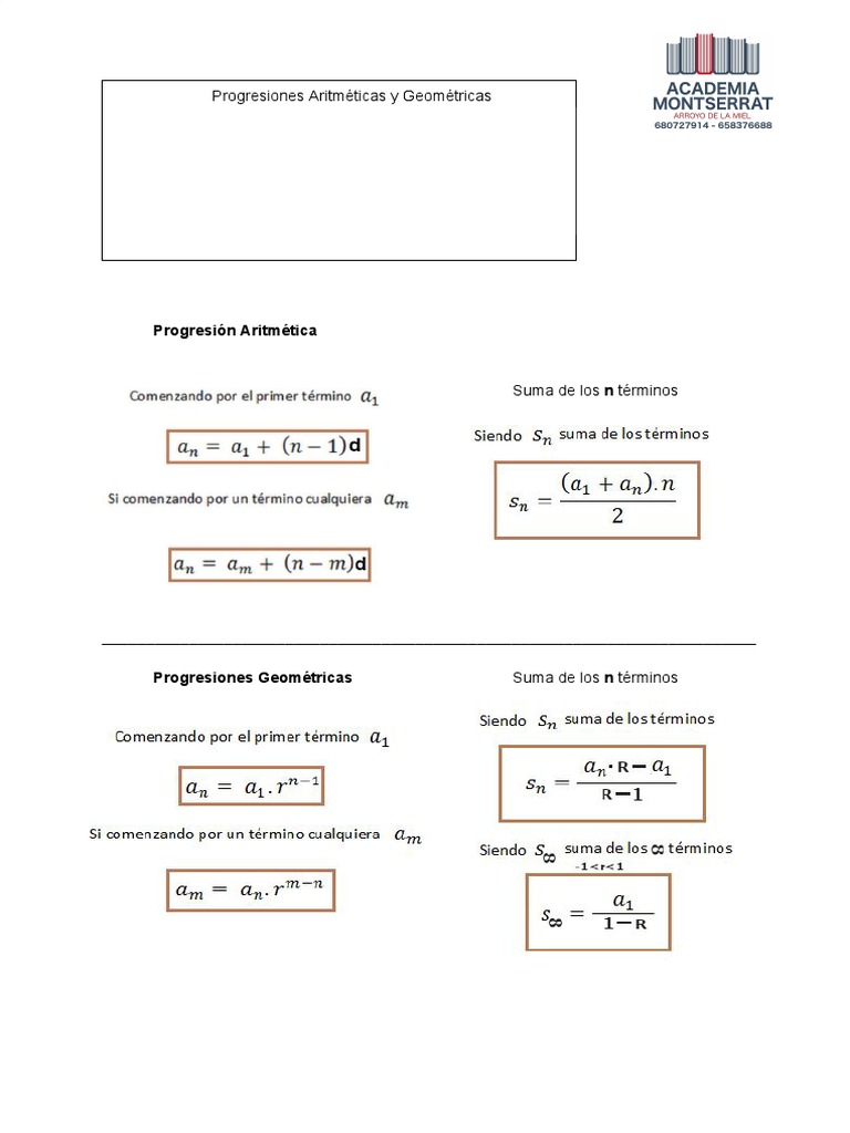Formulario Progresiones | PDF
