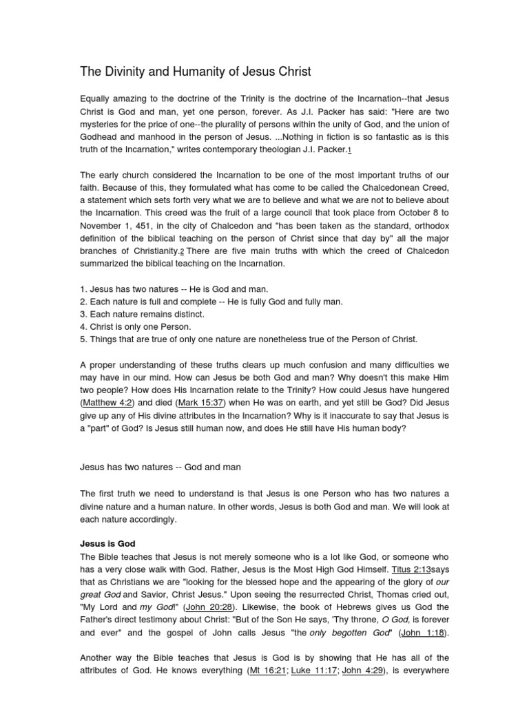 The Divinity and Humanity of Jesus Christ | PDF | Incarnation ...