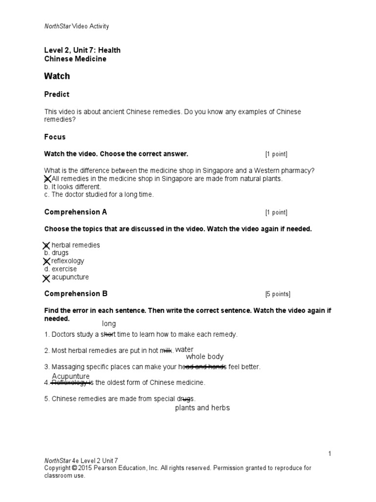 Video Worksheet-Health Chinese Medicine | PDF | Wellness | Lifestyle