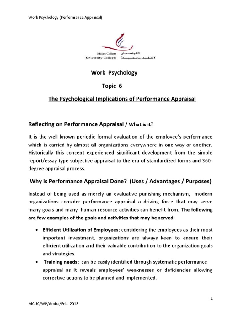 Wp Topic 6 Performance Appraisal Pdf Performance Appraisal