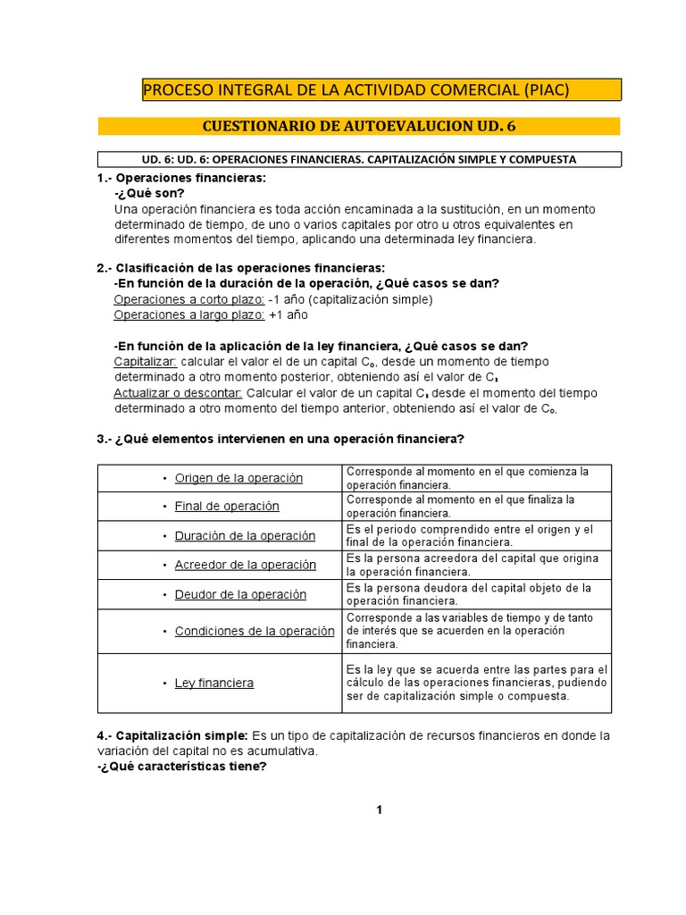 UD6 AFD1C-PIAC - Sin Escrito | PDF | Tasa de porcentaje anual | Interés