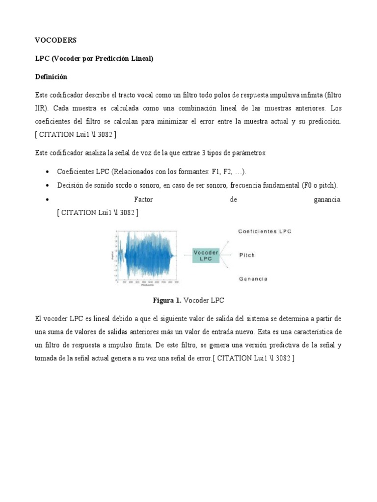 Vocoders LPC | PDF | Procesamiento de la señal | Ingeniería Informática