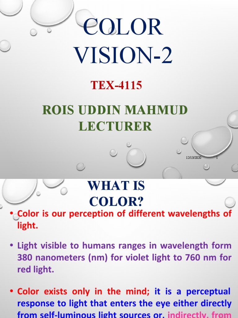 Color Vision 2 (Final) PDF | PDF | Eye | Retina