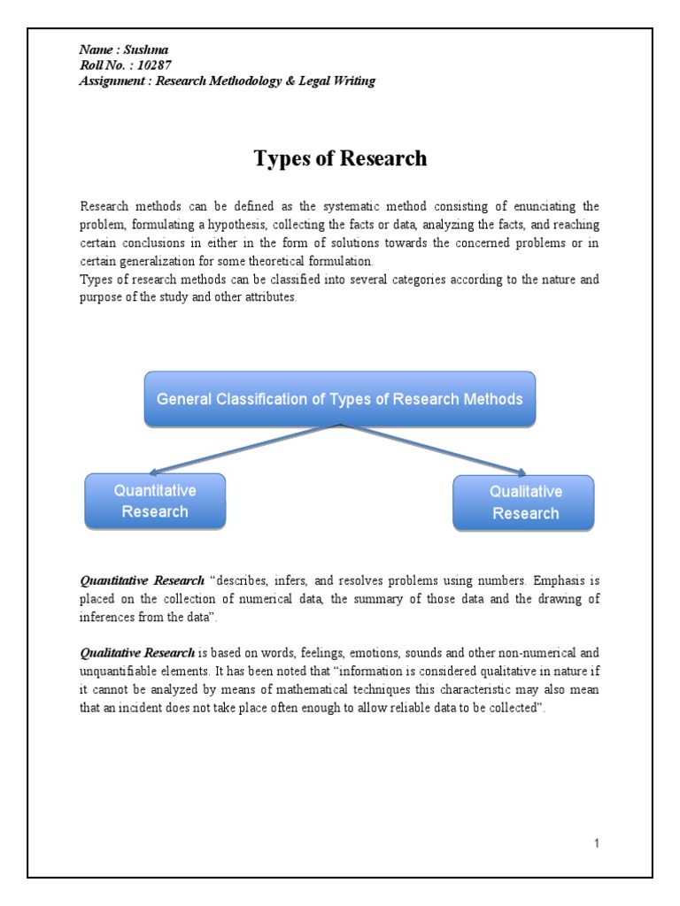 General Classification of Types of Research Methods | PDF | Empirical ...