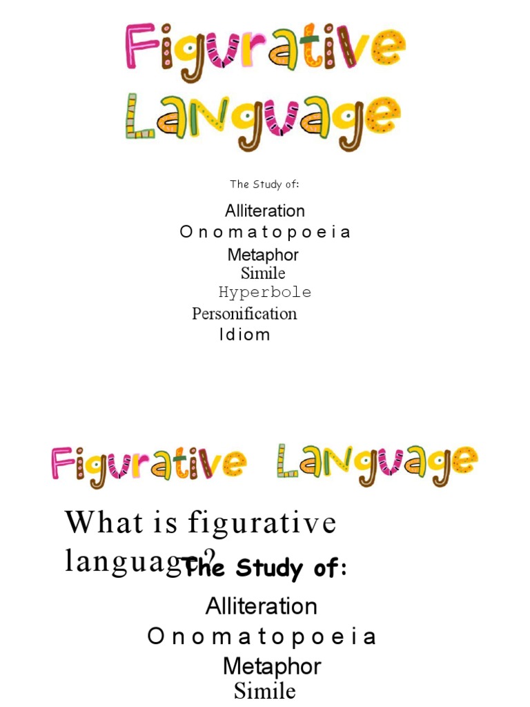 Alliteration Onomatopoeia Metaphor Simile Hyperbole Personification I D I O M | PDF | Metaphor ...