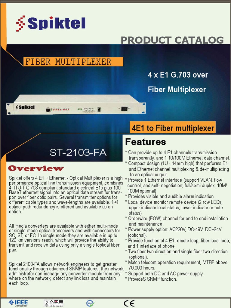 Fiber Multiplexer: Product Catalog | PDF | Optical Fiber ...