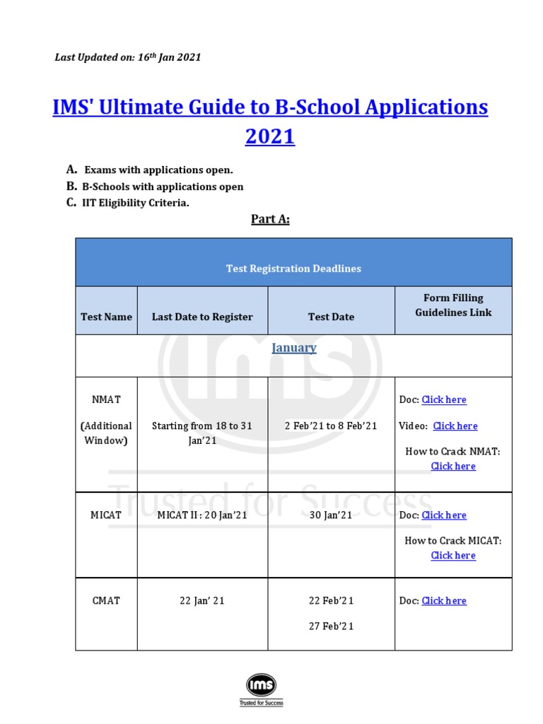 IMS' Ultimate Guide To B-School Applications 2020 PDF | Download Free ...