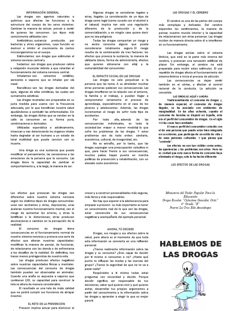 Triptico de Las Drogas | PDF | Drogas | Cerebro