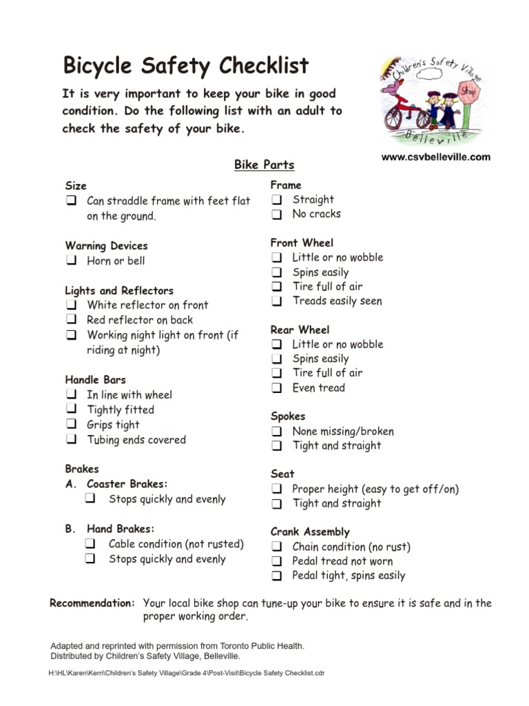 Bicycle Safety Checklist | Download Free PDF | Land Transport | Transport
