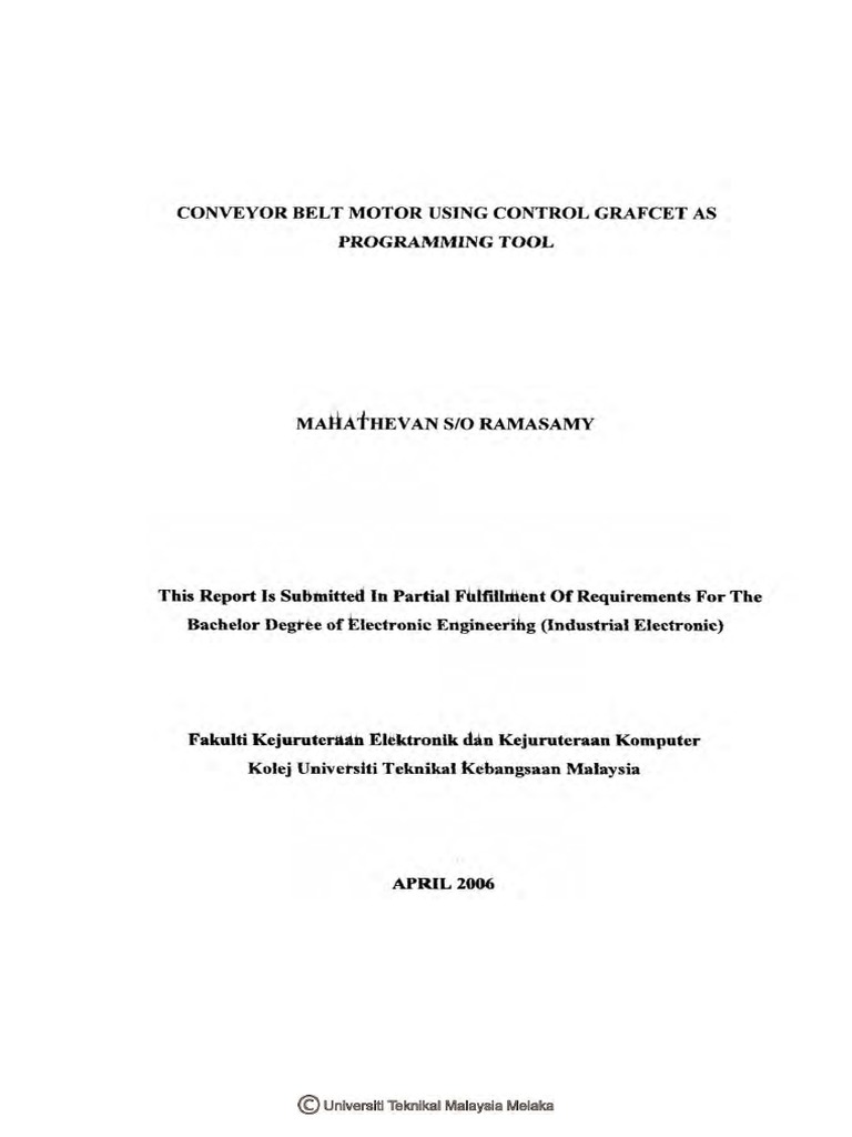 Conveyor Belt Motor Using Control Grafcet As Programming Tool - 24 Pages | PDF | Programmable ...