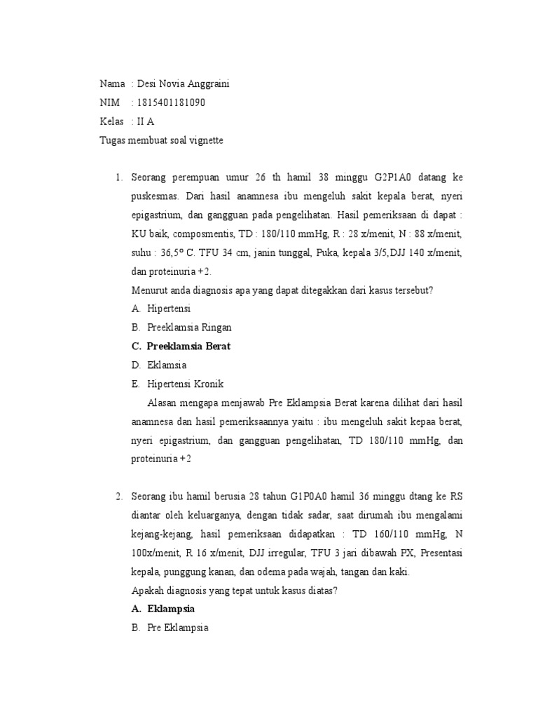 Tugas Membuat Soal Vignette | PDF | Pengembangan Diri | Kesehatan Holistik