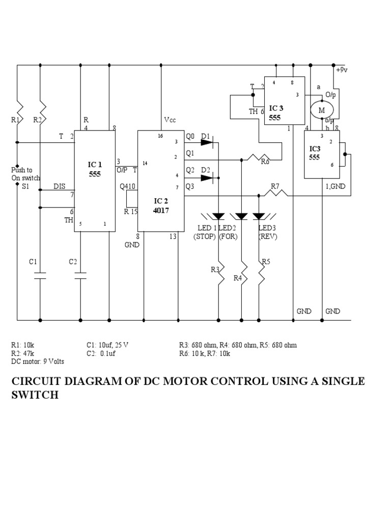 Circuit Diagram of DC Motor Control Using A Single Switch | PDF ...