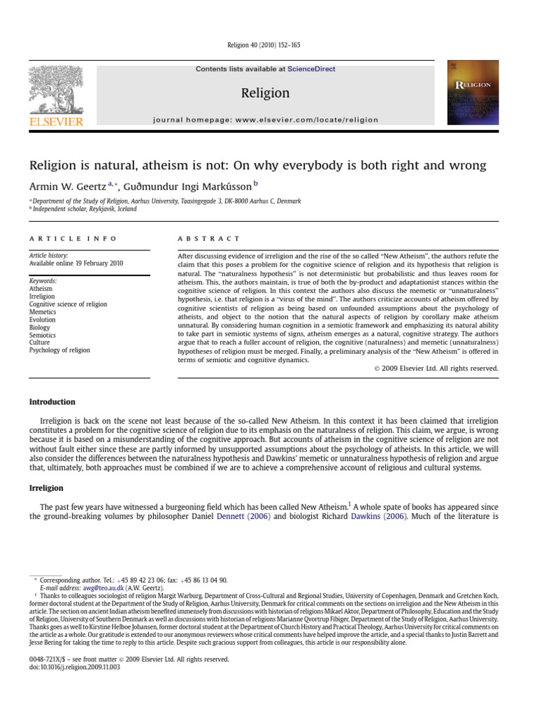Religion: Armin W. Geertz, Guðmundur Ingi Marku Sson | PDF | Atheism ...