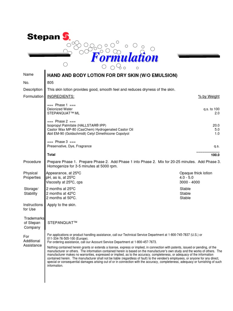 Stepan Formulation 805 | PDF | Chemical Substances | Chemistry