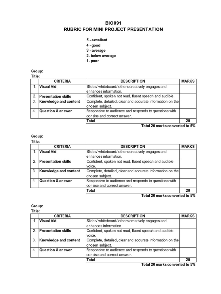 Mini Project Presentation Rubric | PDF | Human Nature ...