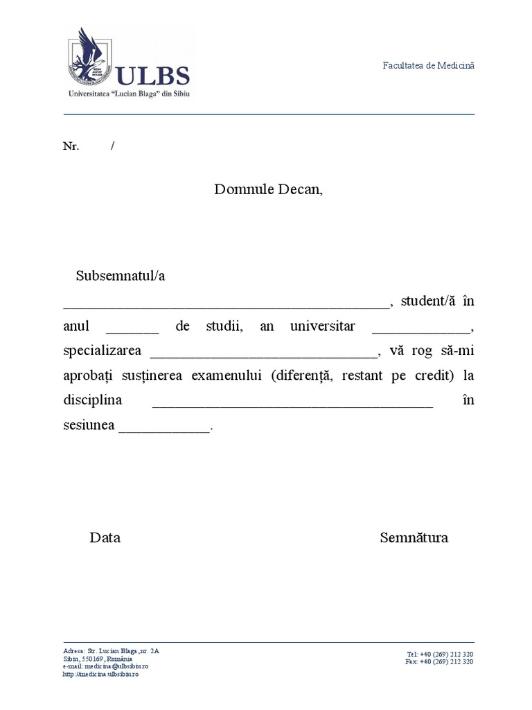 Model Cerere Examene | PDF