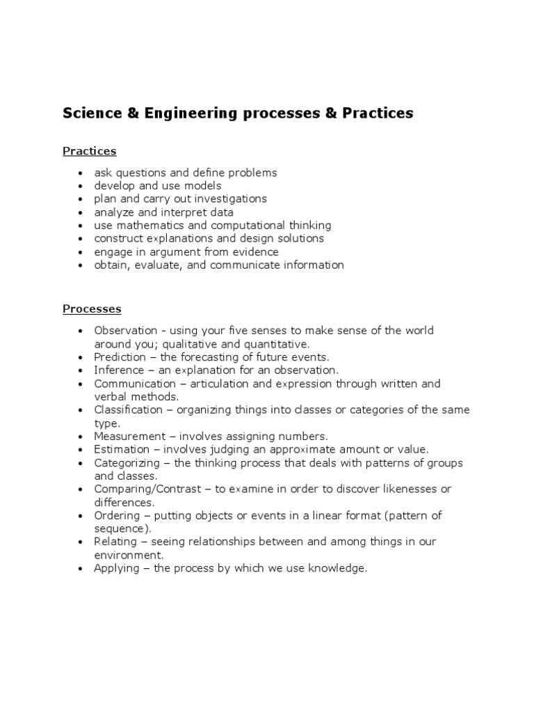 Science Process Practices | PDF