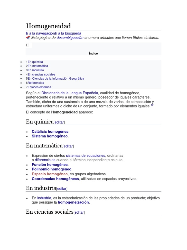 Definición y Aplicaciones de Homogeneidad | PDF