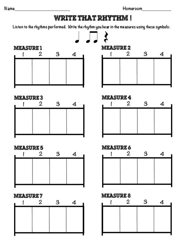 Write Rhythms in Music Measures | PDF | Teaching Methods & Materials ...