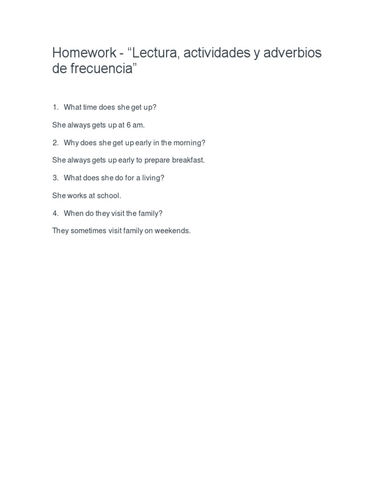 Lectura, Actividades y Adverbios de Frecuencia | PDF