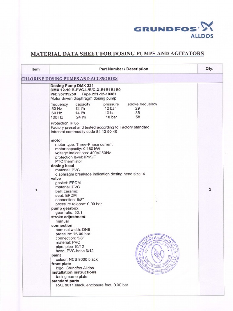 Chlorine Dosing System | PDF