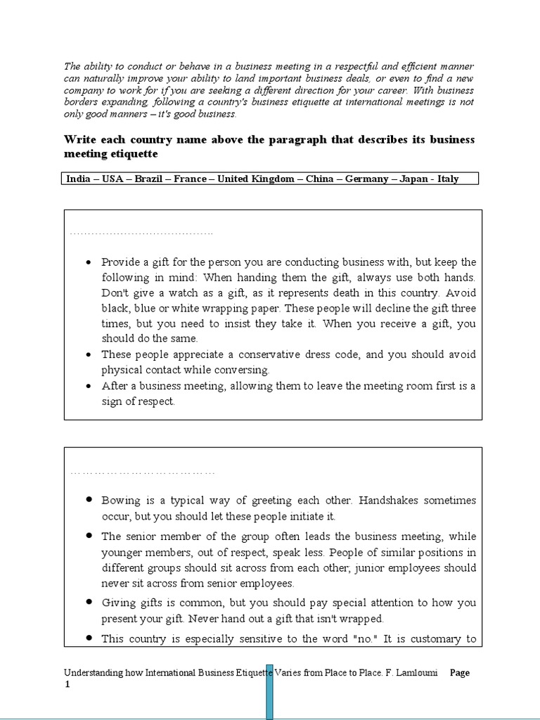 Global Business Etiquette Guide | PDF | Etiquette | Clothing