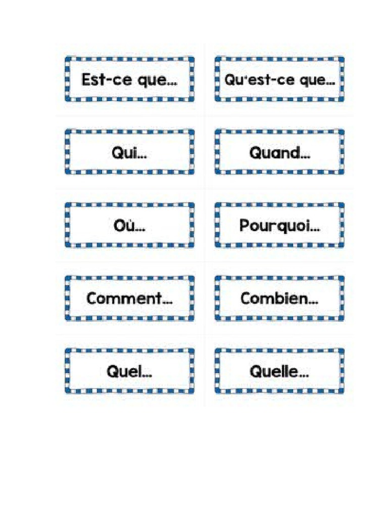 Flashcards Mots Interrogatifs | PDF